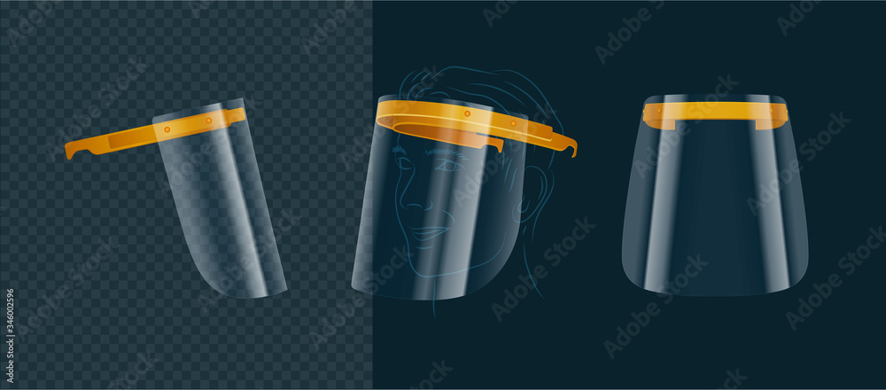 Realistic Face shield in isolated vector place on transparent ...