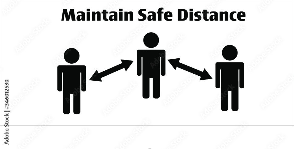 Maintain Safe Distance Concept: Black and white icon vector with arrow ...
