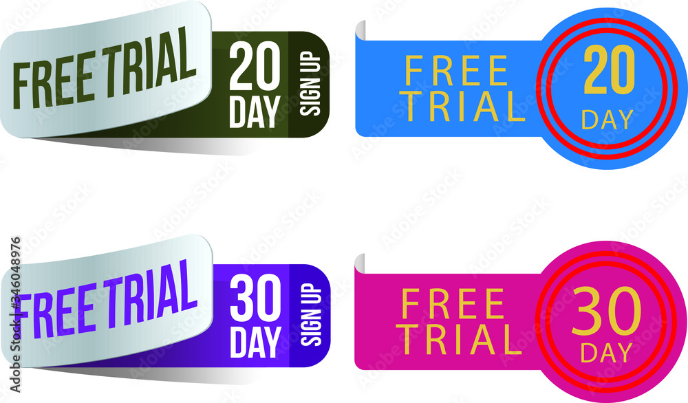 Vetor de 20 and 30 day Free Trial stamp vector illustration. Free trial ...