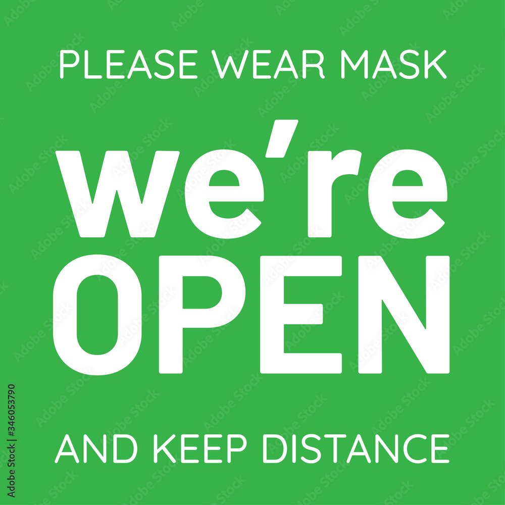 Vector illustration icon sign for coronavirus outbreak concept. "WE'RE ...