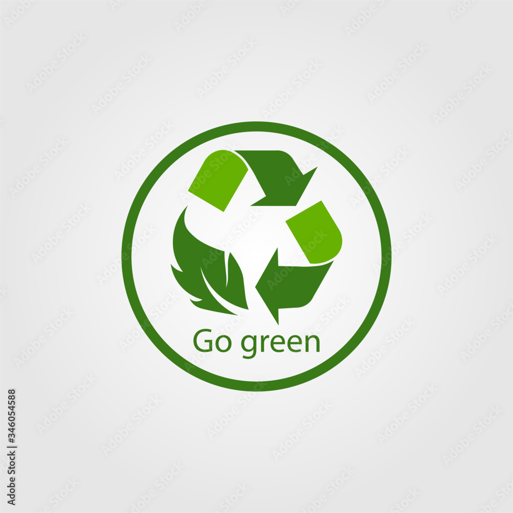 symbol og Go green with arrows recycle and leaf. Vector illustration ...