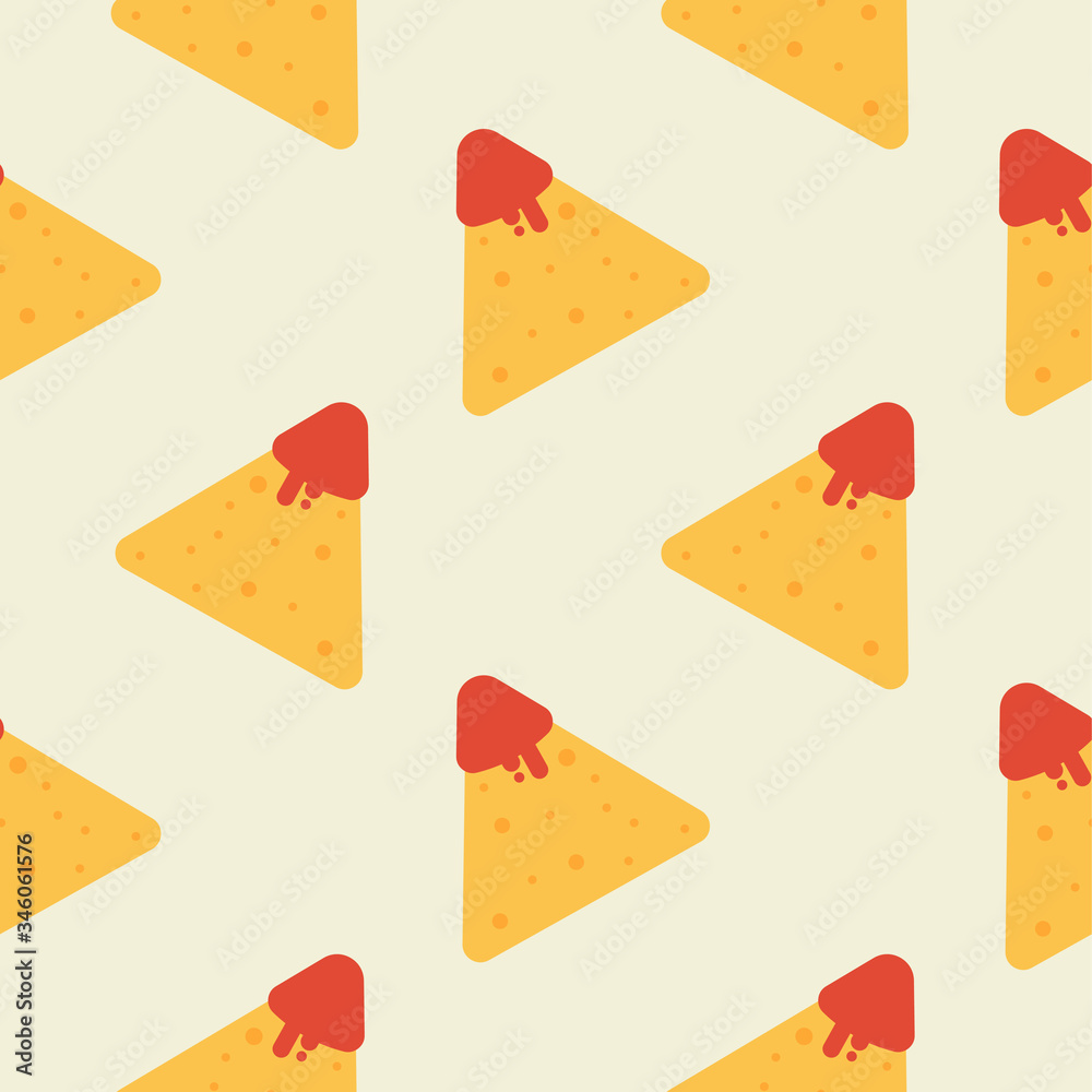 Tasty colorful crispy mexican nachos seamless pattern. Nice spanish ...