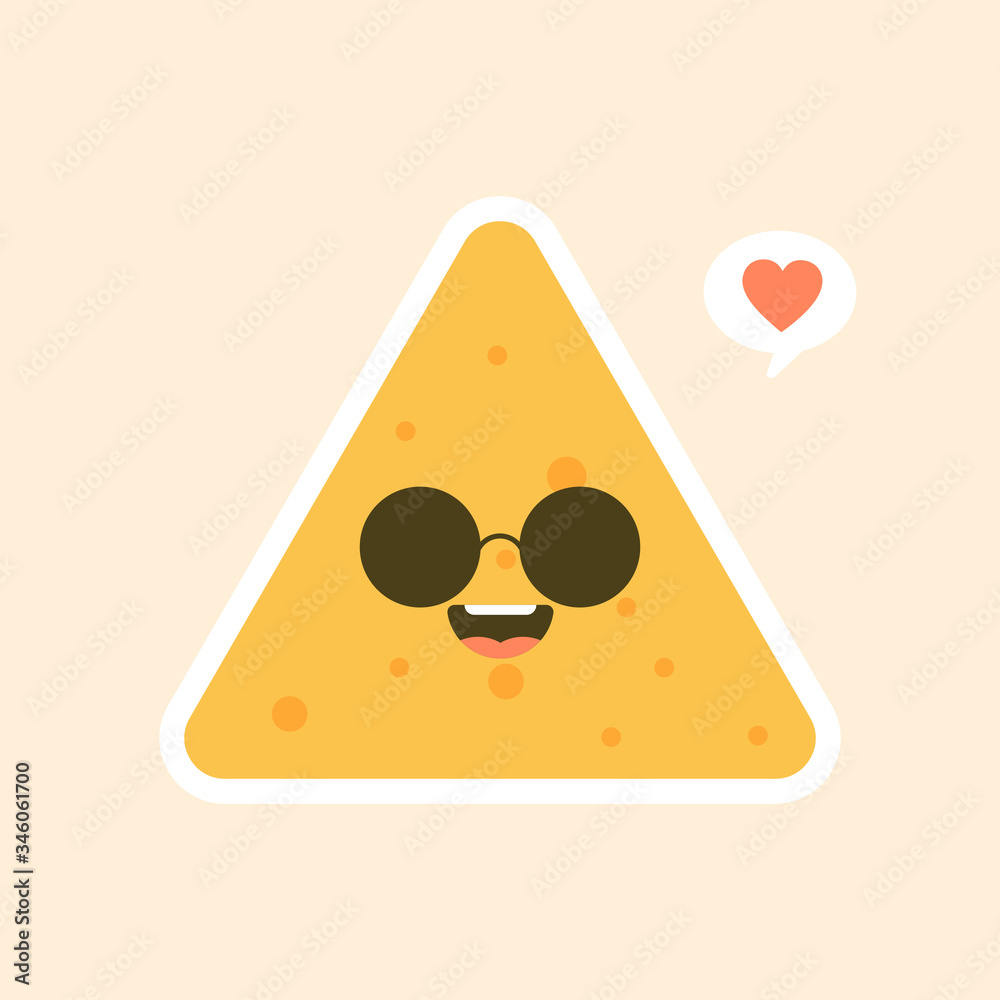 cute and kawaii nacho character design. Nacho vector. Nachos on color ...