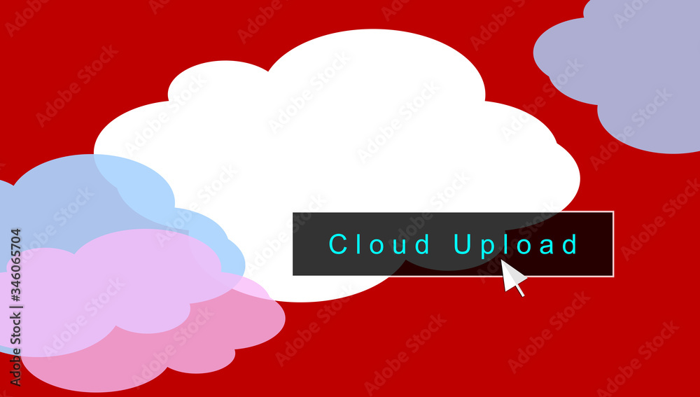 Cloud upload. Illustration, a popup window. Send button, option. Red ...