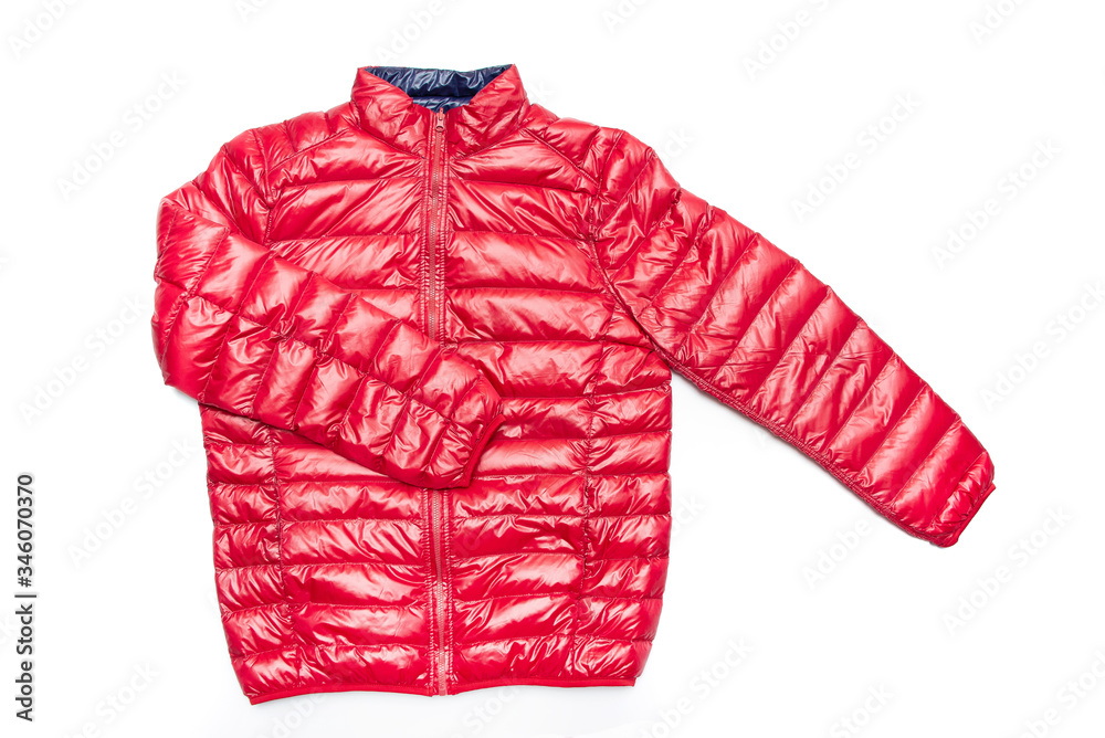 Blue and red full zipper windbreaker down jacket, rain proof down ...