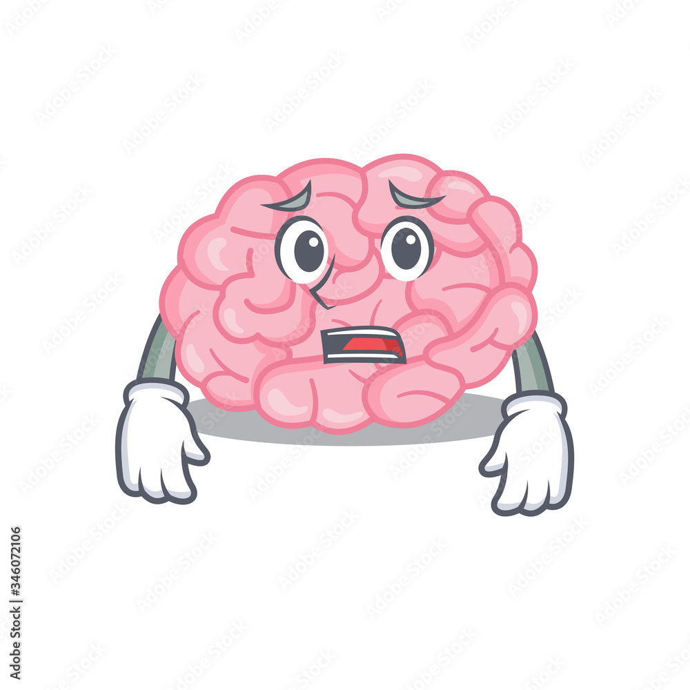 Cartoon design style of human brain showing worried face Stock Vector ...