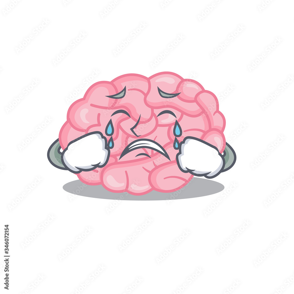 Cartoon character design of human brain with a crying face Stock Vector ...