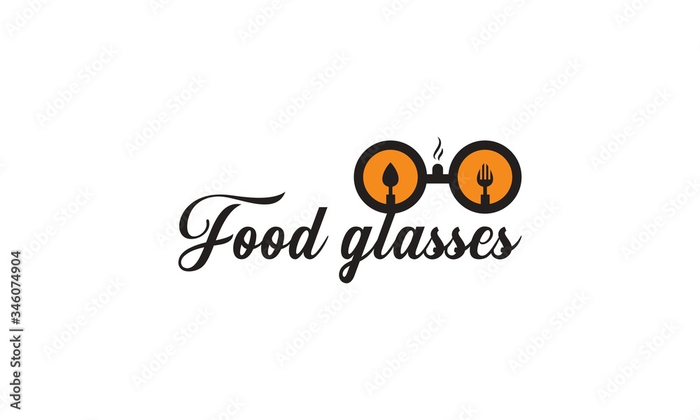 Cafe logo. Restaurant concept food glasses logo. Bistro logo vector ...