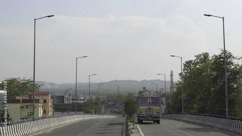 India Lock down-Coronavirus- Aerial view of bridge bihar patna city of India during lock down ...