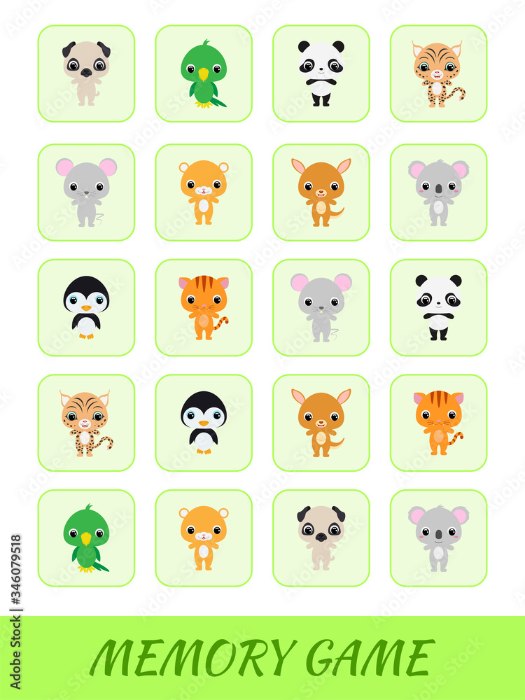 Clipart cards game template find two same pictures. Memory game for ...