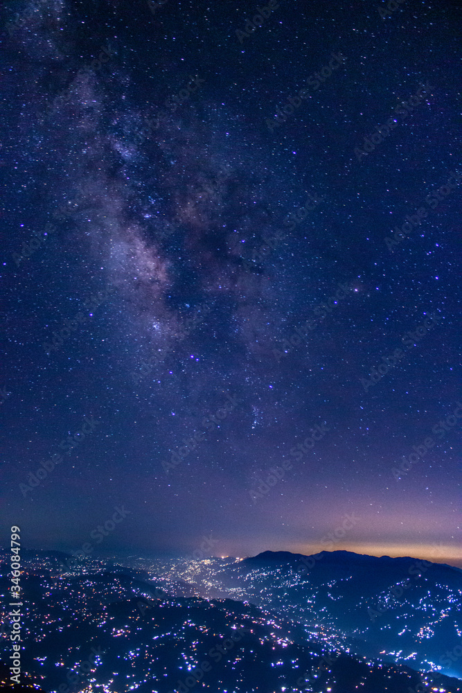 "The Starry Night And Muzaffarabad City Lights" Stock Photo | Adobe Stock