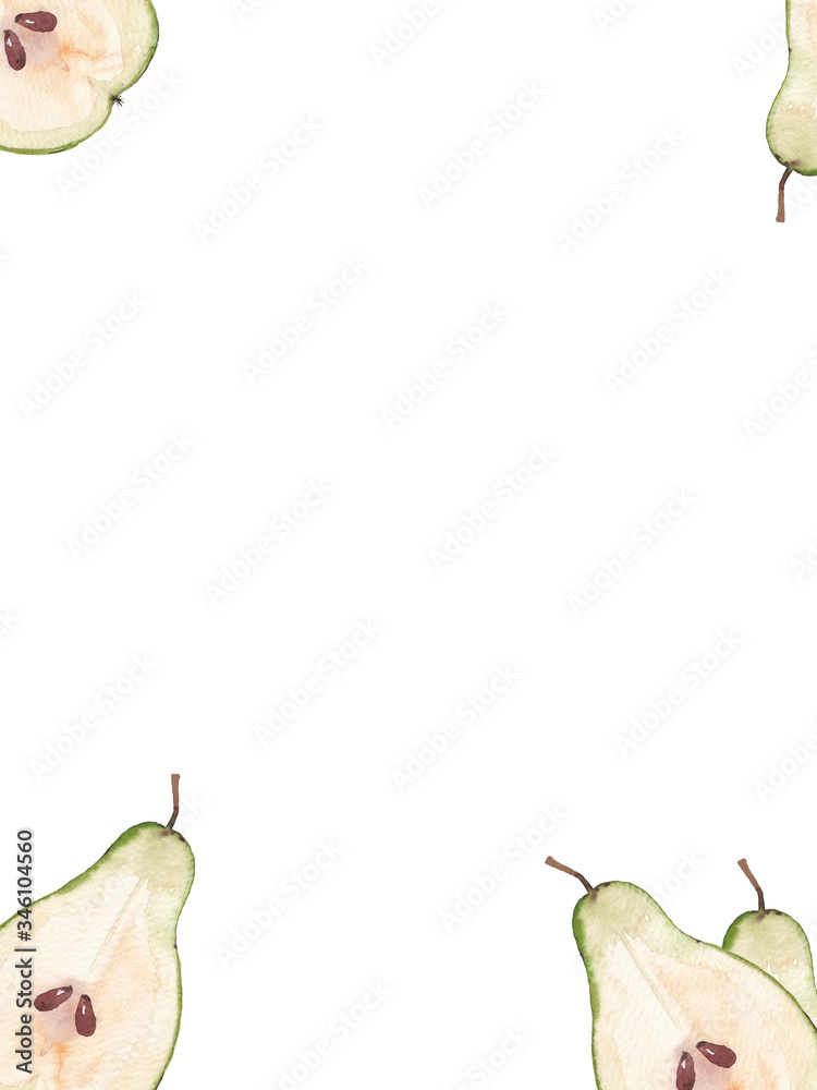 Background from a hand-drawn watercolor pearon a white background. Use ...