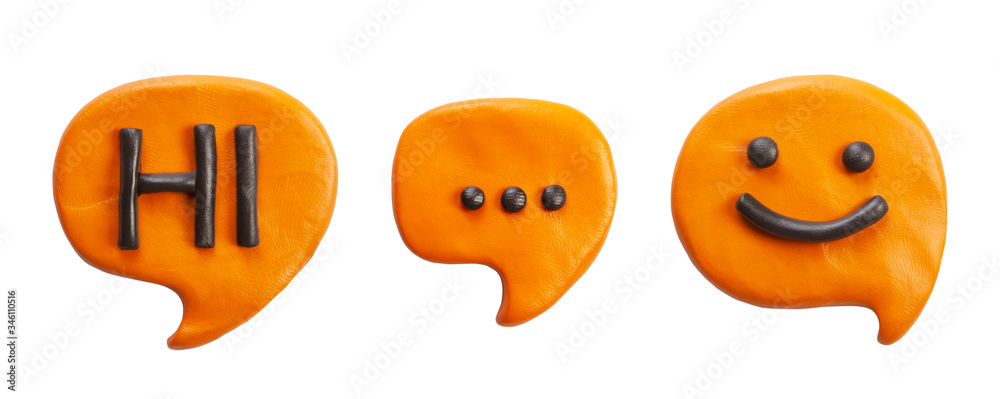 Clay putty, handmade plasticine emojis badge stickers set. Putty social ...