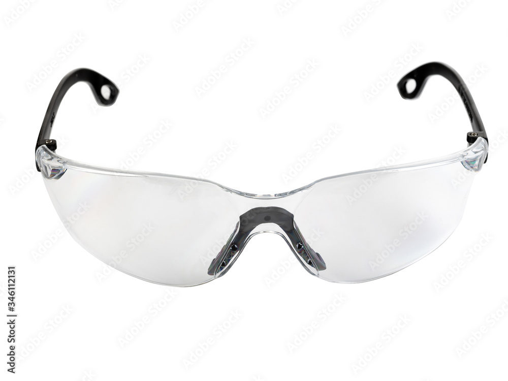 safety glasses for eyes with transparent glasses and black plastic ...