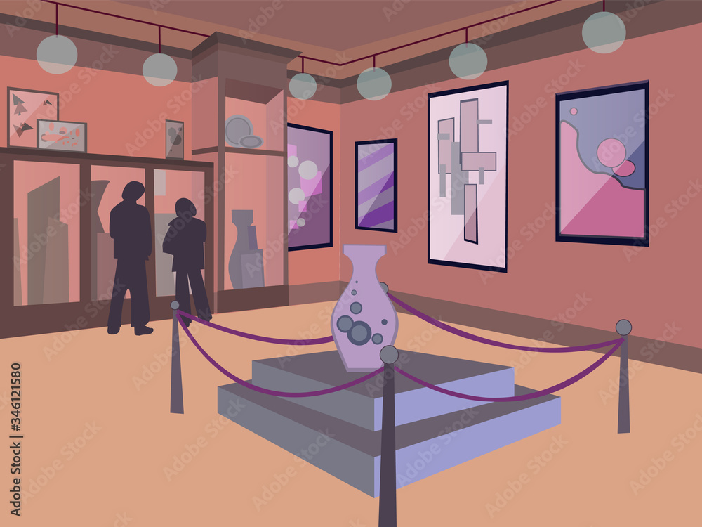 Museum interior illustration. Interior Gallery, Museum interior with ...