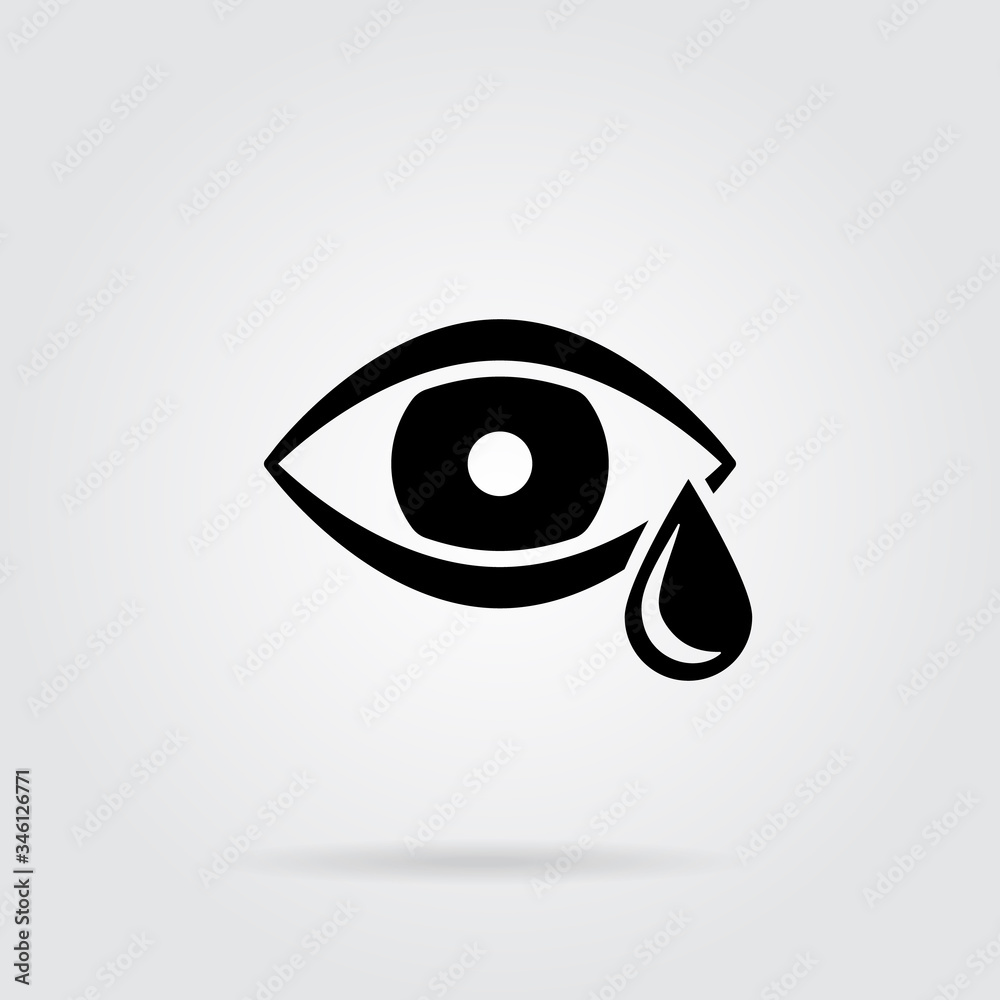 Tear cry eye icon. Woe and sorrow, sadness, grief symbol. Flat design ...