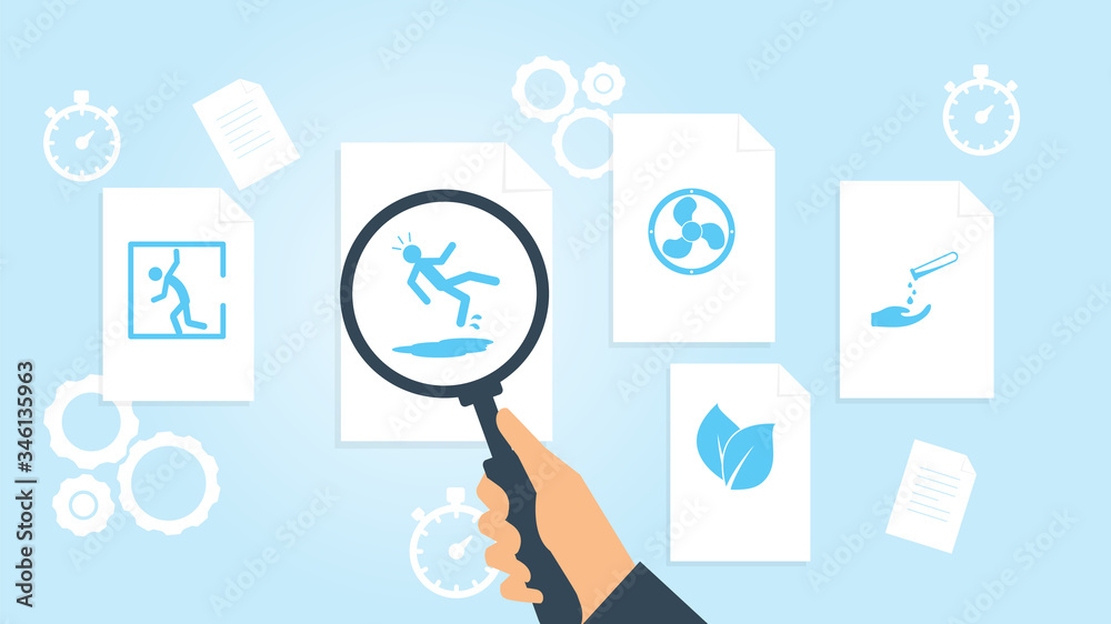 Document with search icons. File and magnifying glass. Analytics ...