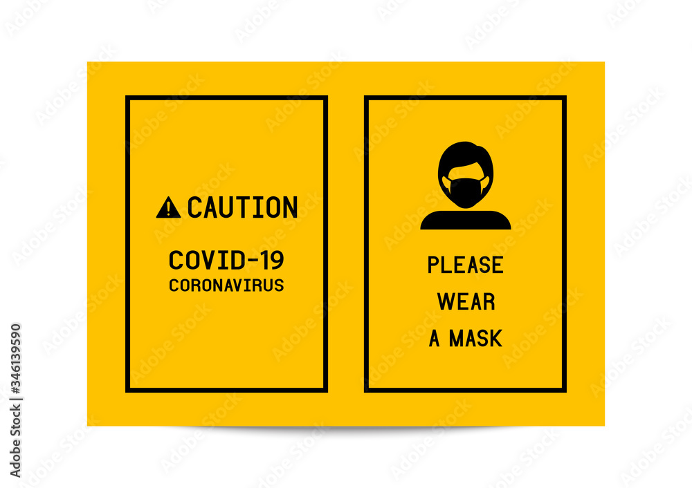 Sign caution Please wear a mask avoid COVID-19 coronavirus Stock Vector ...