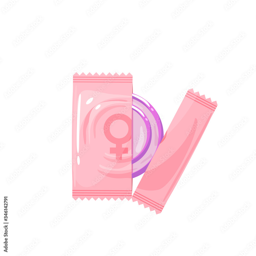 Vecteur Stock Methods of birth control: female condom, femidom. Vector ...