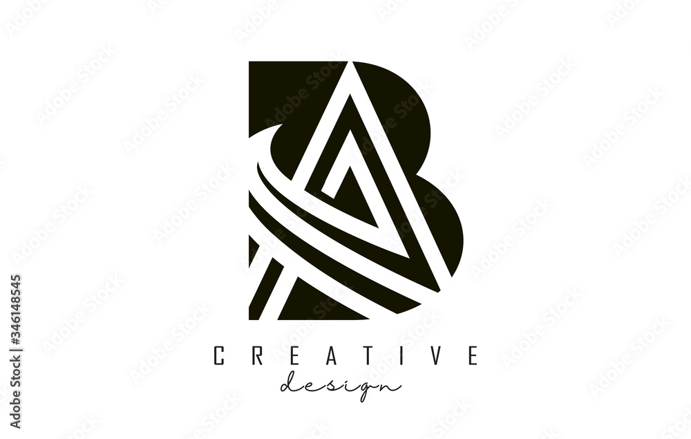 Monogram BA B A Letters Logo Design with Black and White Shapes and ...