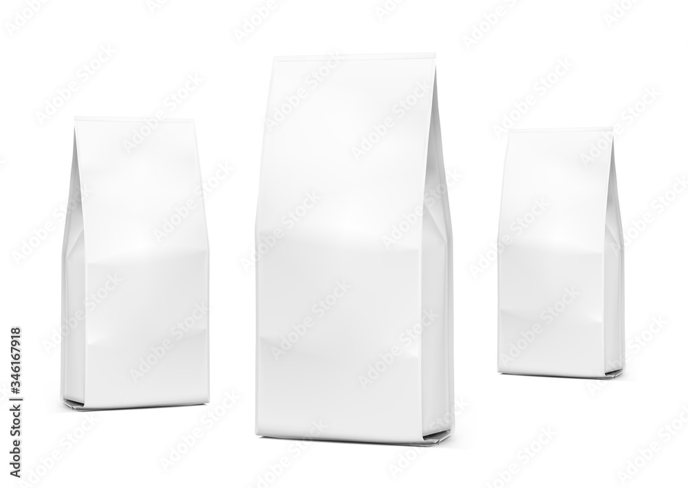 Realistic food bags isolated on white background. Isometric view ...