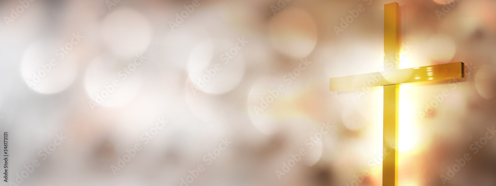 Abstract christian cross in church on clean background and bokeh. Stock ...