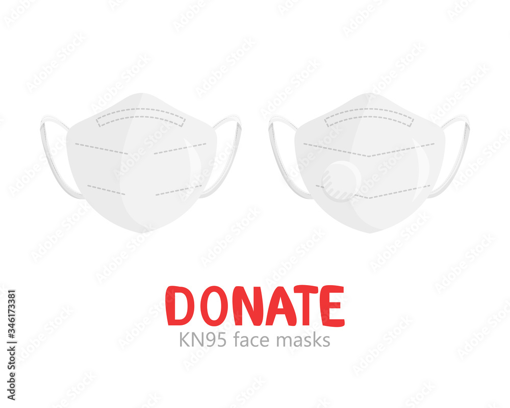 Vector illustration of set of surgical KN95 masks isolated. Clothes ...