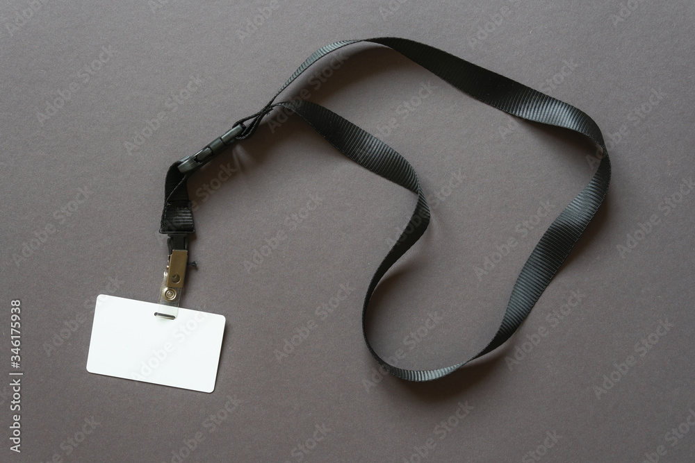 Badge mockup on grey background. Plain empty name tag mock up. Stock ...
