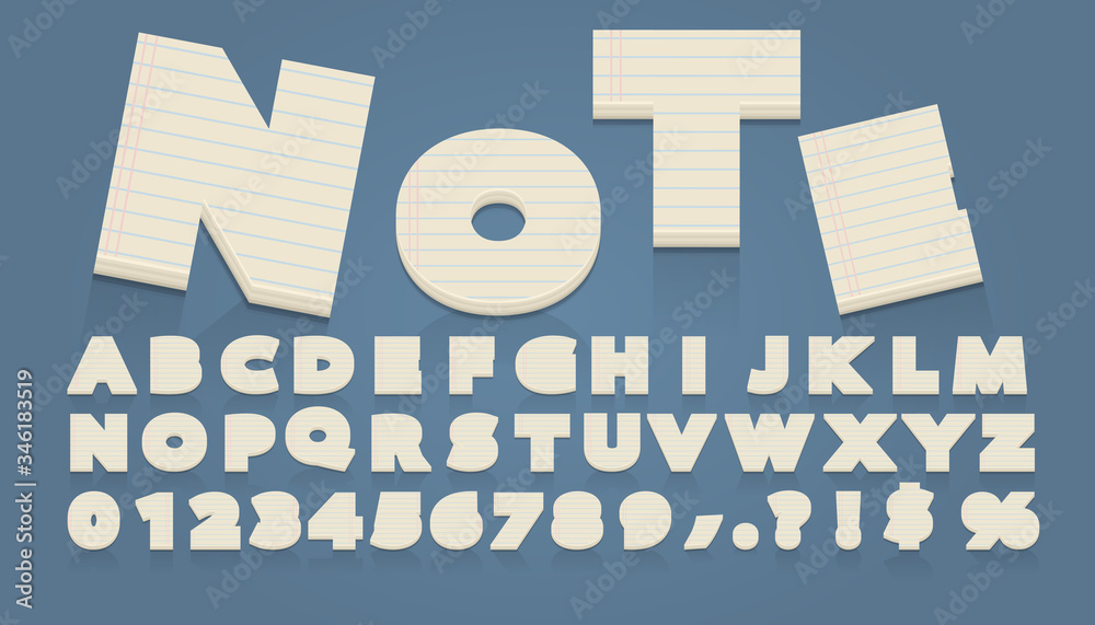 Set of Alphabet Letters, Numbers and Symbols. NOTE styles. Stock Vector ...