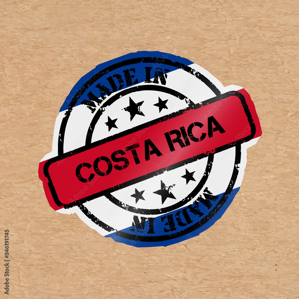 Vector stamp with flag of the Costa Rica. Lettering Made in Costa Rica ...