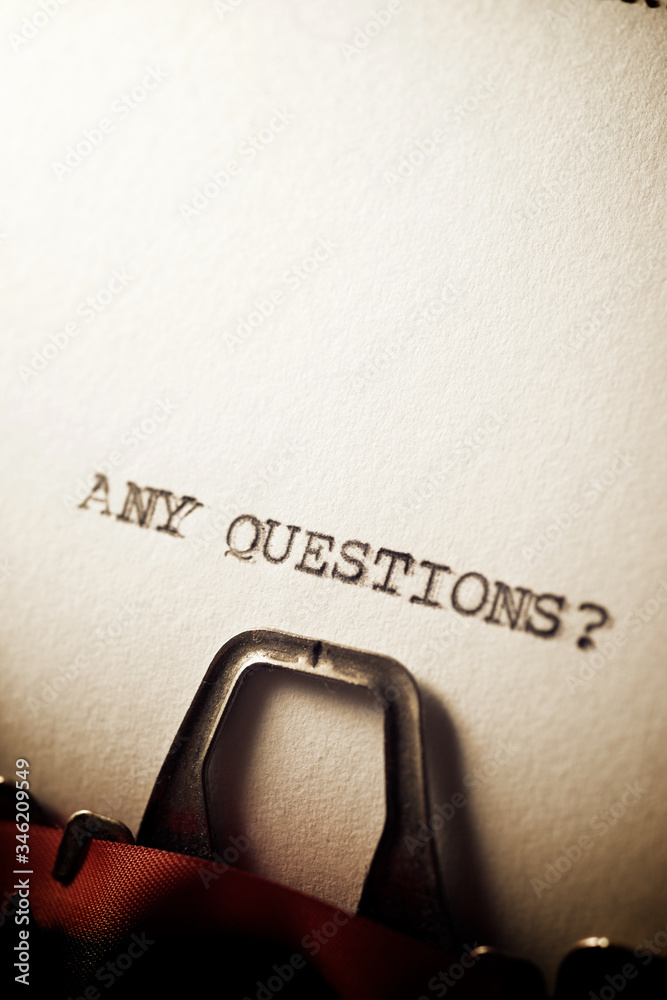 Any questions? text Stock Photo | Adobe Stock