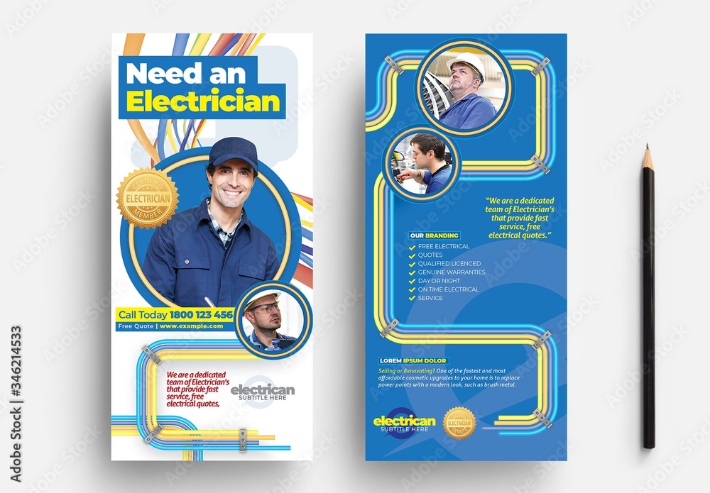 Electrician Rack Card Layout Stock Template | Adobe Stock