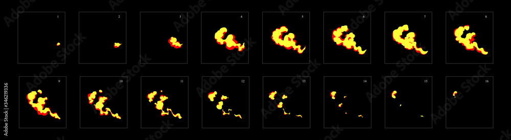 fire animation. Animation of fire. Sprite sheet for game or cartoon or ...
