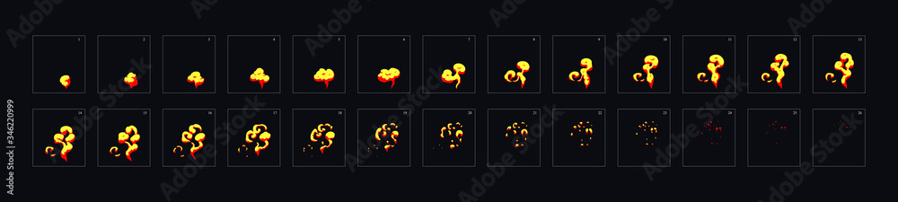 fire animation sprite sheet. animation of fire effect. 2d classic ...