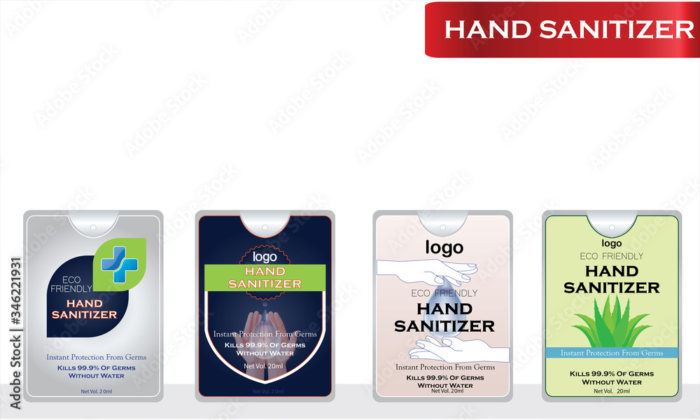 Hand sanitizer tube with text on label. Packaging design. Advertising ...