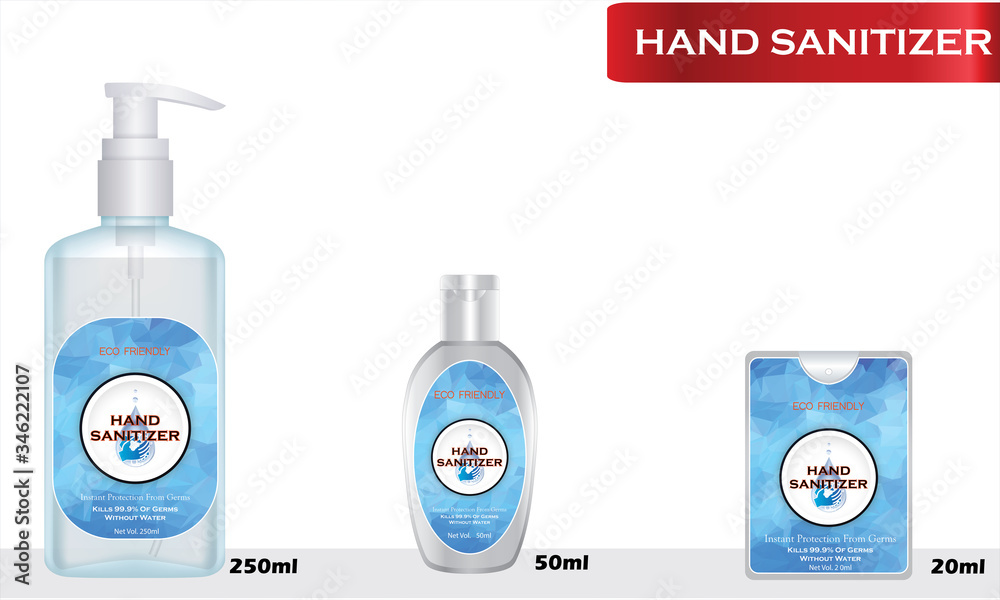 Hand sanitizer tube with text on label. Packaging design. Advertising ...