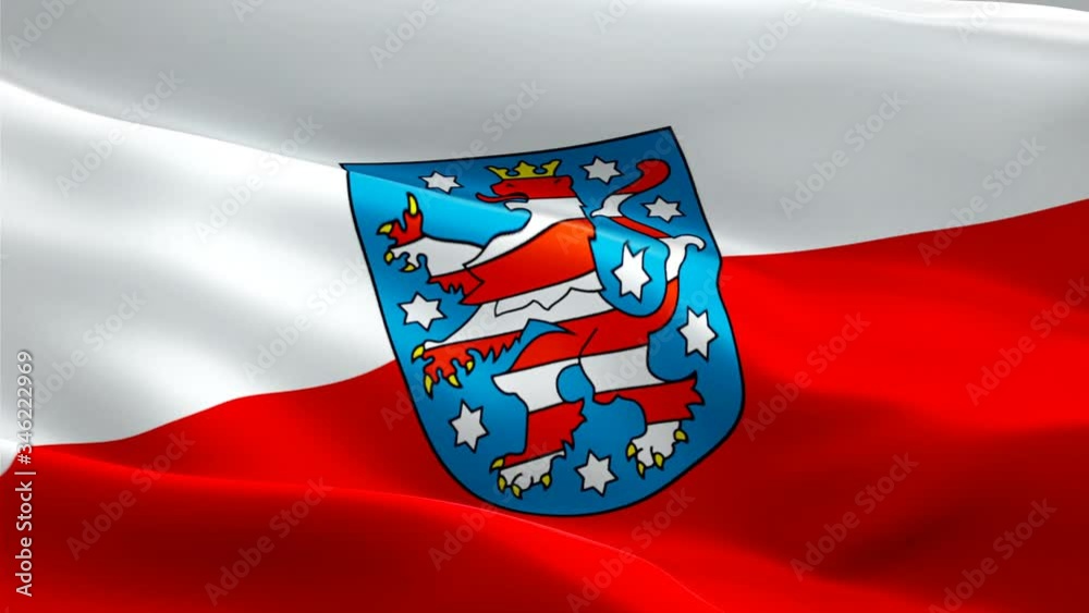 Thuringia German federal State flag flag Closeup 1080p Full HD ...