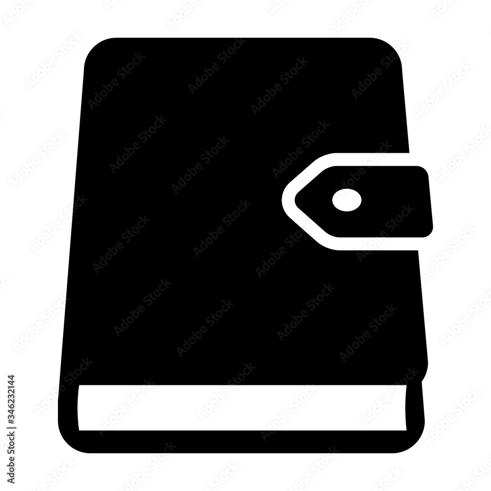 Journal or daily diary with clasp flat vector icon for apps and ...
