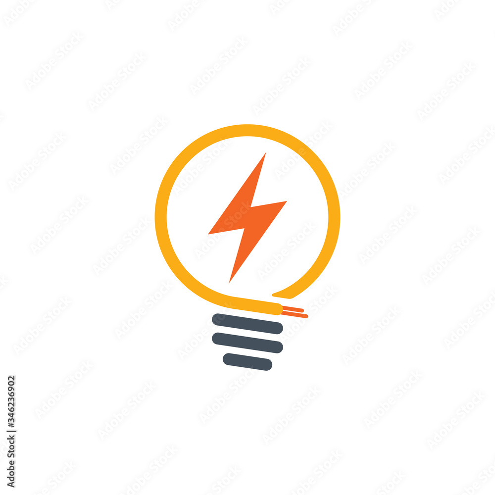 Bulb, electricity icon and conductive cable, vector logo design Stock ...