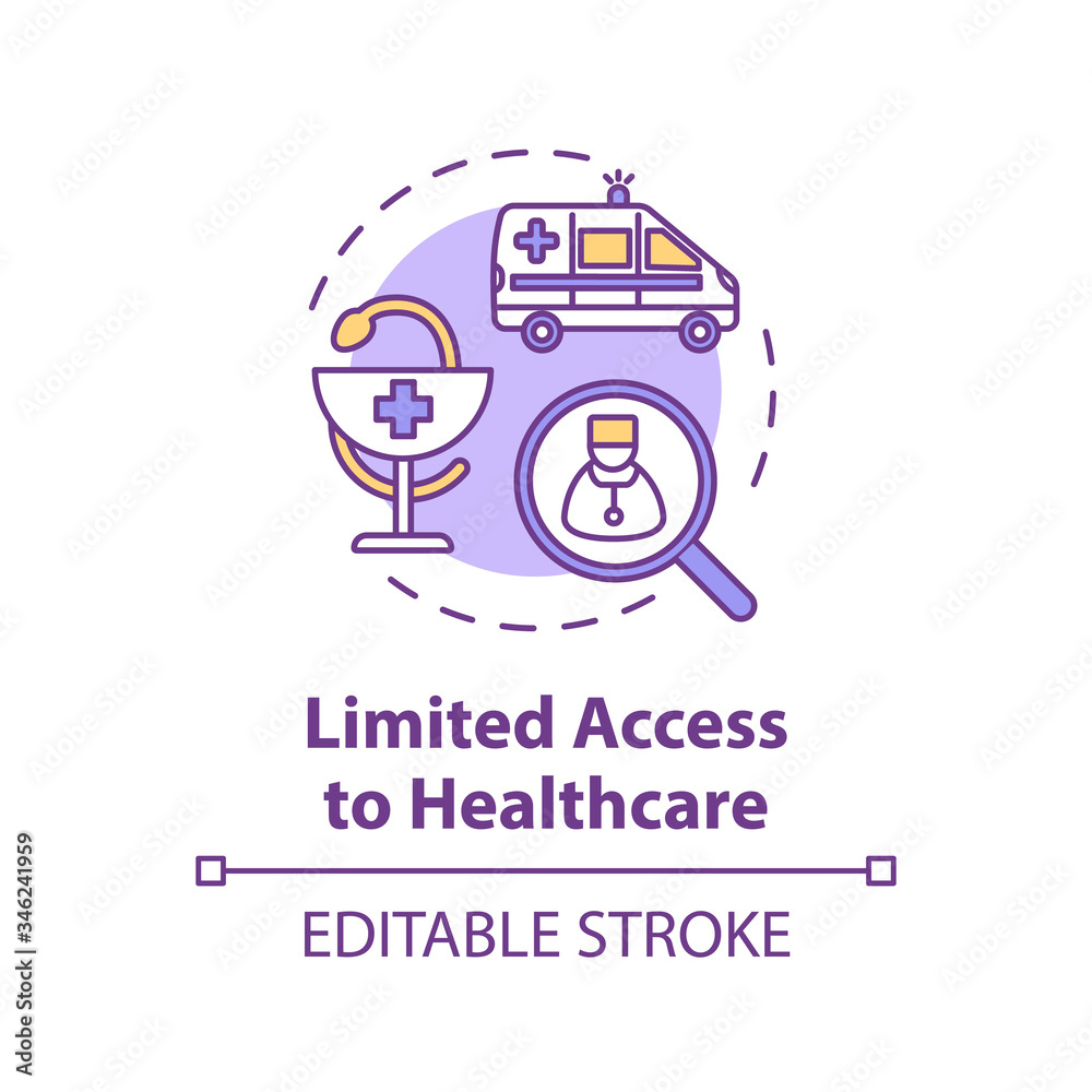 Limited access to healthcare concept icon. Low quality medical ...