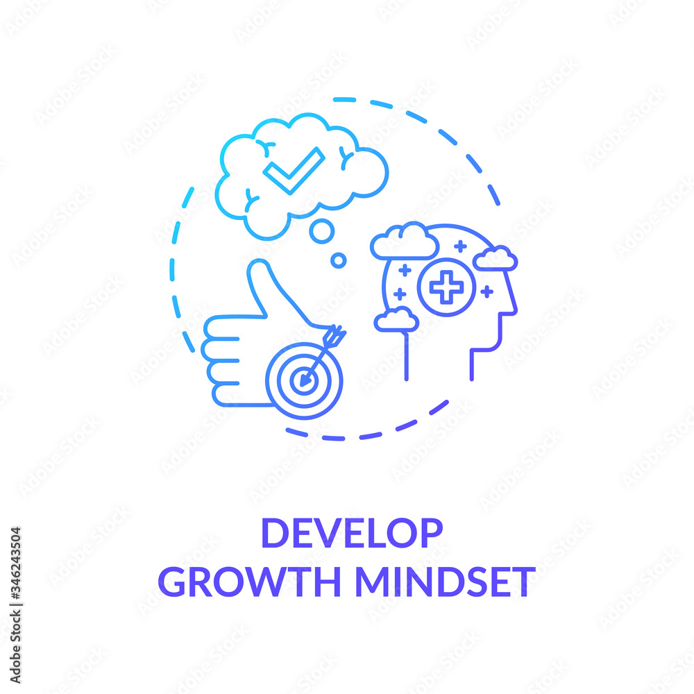 Develop growth mindset concept icon. Personal development, self improvement idea thin line ...