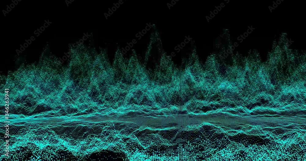 4K Abstract dark background with moving loop and flicker particles ...