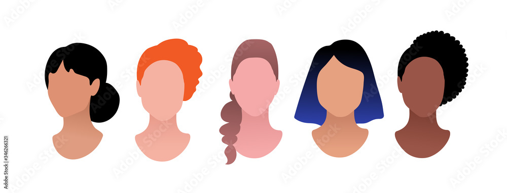 Vector illustration set of female profile pictures Stock Vector | Adobe ...