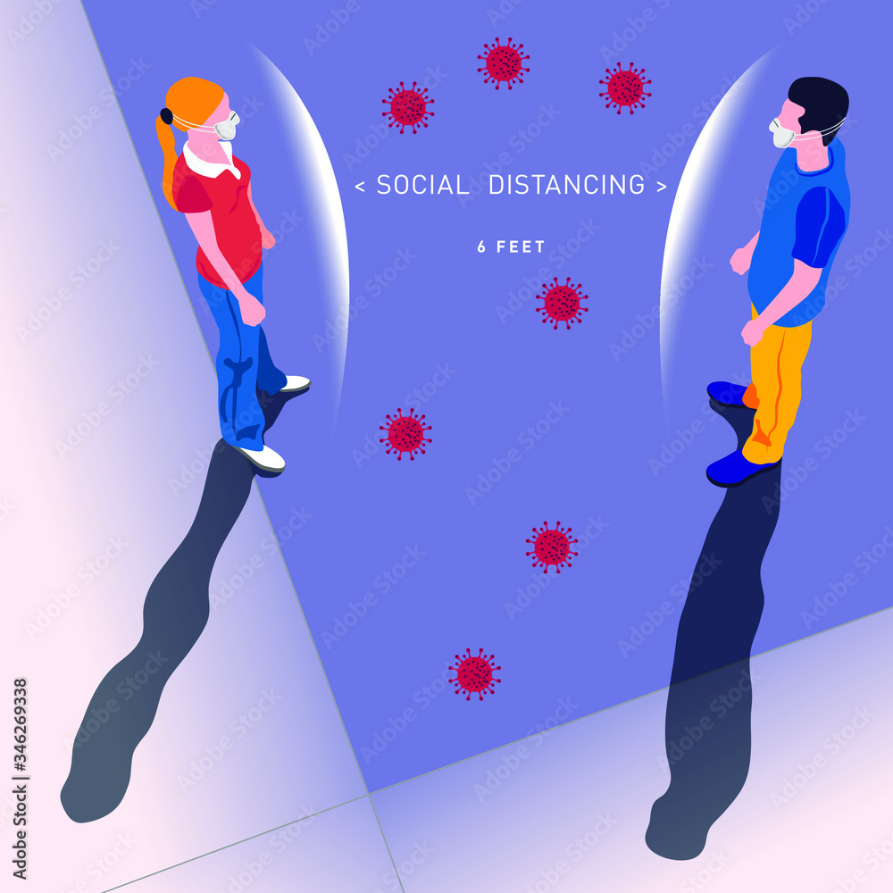 Social distance distance between people to avoid the spread of COVID-19 ...