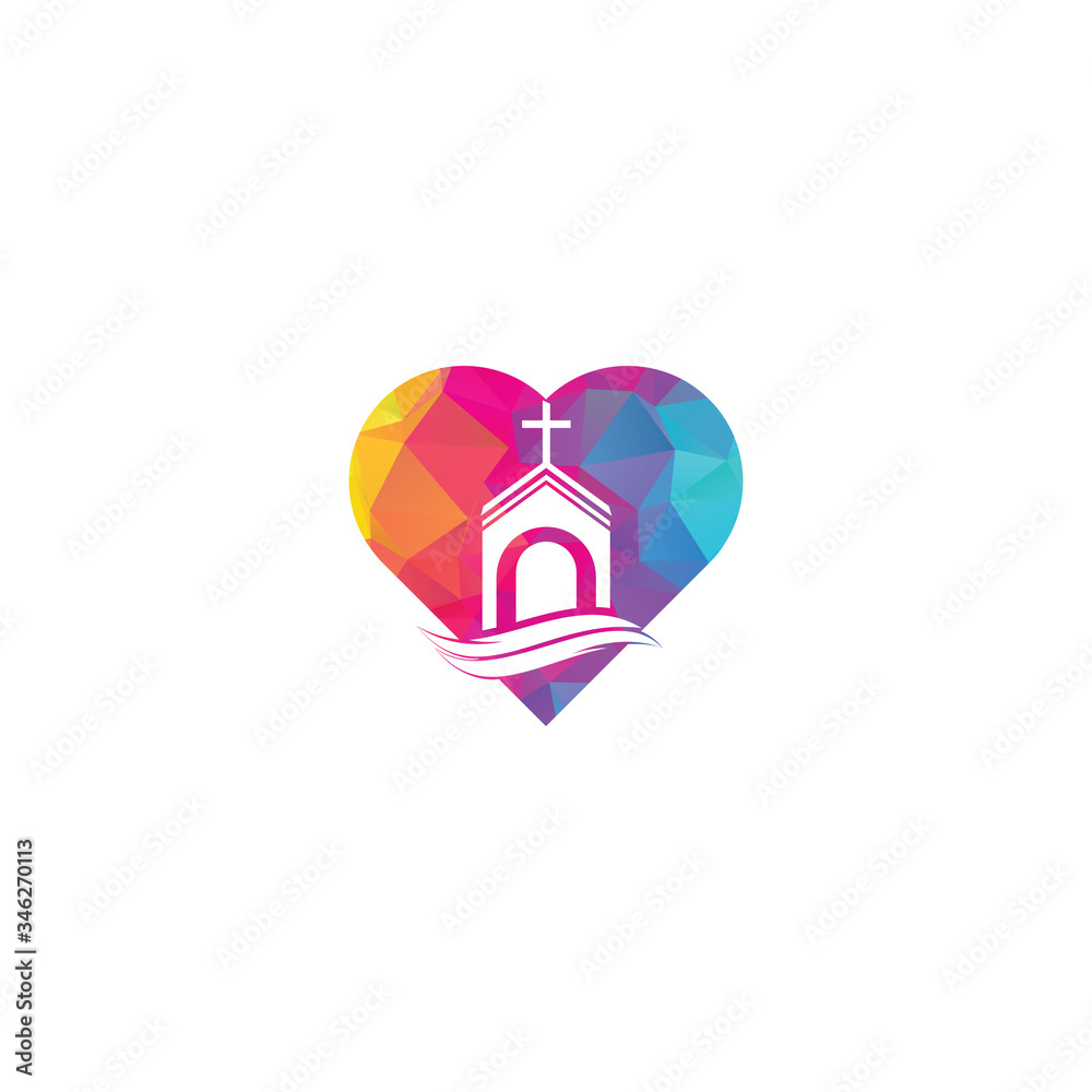 Church building heart shape concept logo design. Template logo for ...