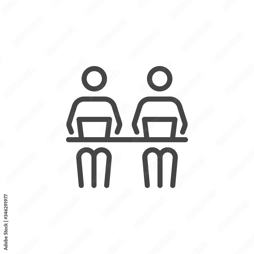 Co working Line Symbol Worker People With Laptops Designers-Development ...