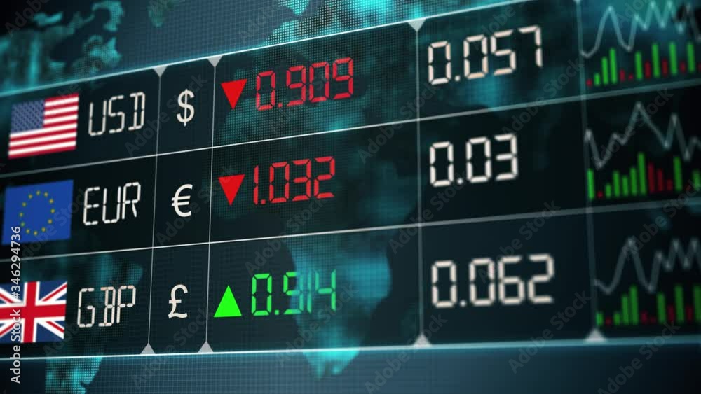 Evolution of British pound, Euro, US dollar currencies with up and ...