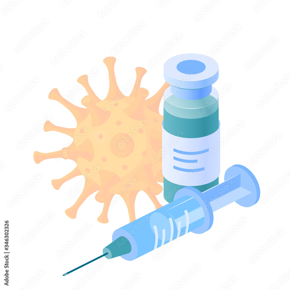 Isometric vaccine concept, vector in cartoon style Stock Vector | Adobe ...