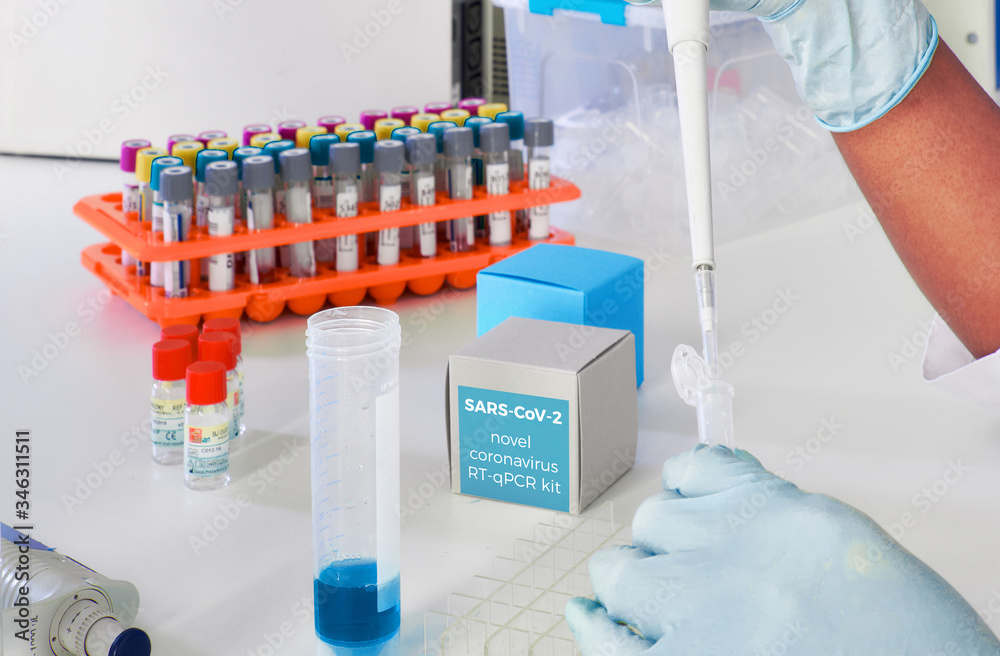 Novel coronavirus Covid-19 diagnostics kit. It contains reagents ...