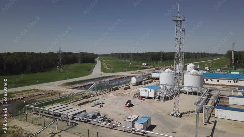 Oil industry. Russian oil field in Siberia. Oil refinery and ...